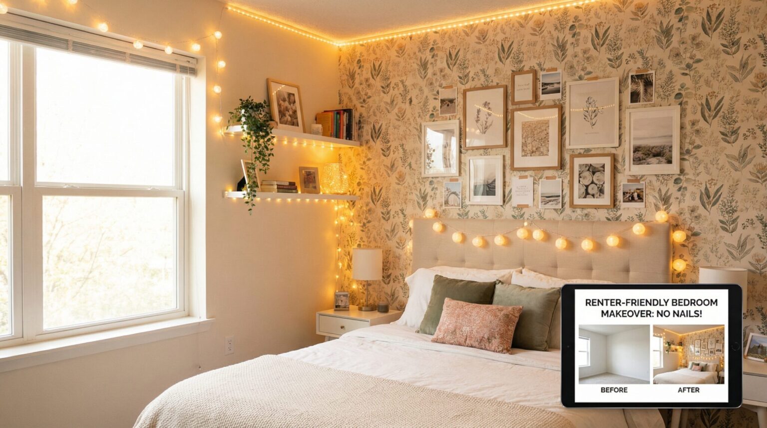No-Damage Bedroom Wall Decor Ideas For Renters - Easy Rest